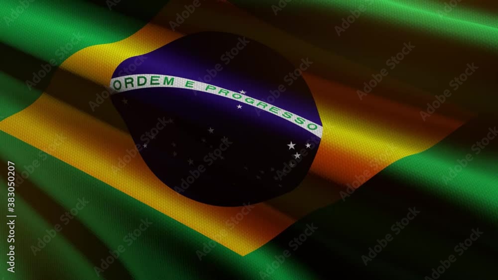 60FPS dark Brazil flag with fabric texture waving - background, UHD 4k ...