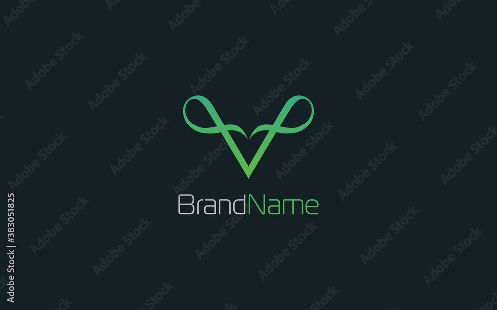 Letter V logo formed with simple and modern shape in green Color Stock ...