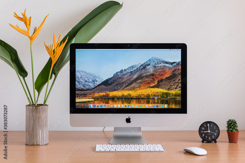 PHATTHALUNG, THAILAND - MARCH 24, 2018: iMac monitor computers ...