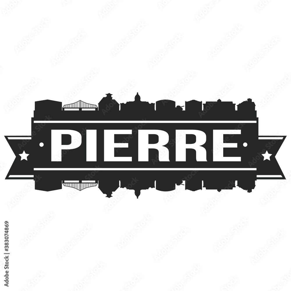 Pierre South Dakota, Skyline Silhouette Design City Vector Art Stencil ...