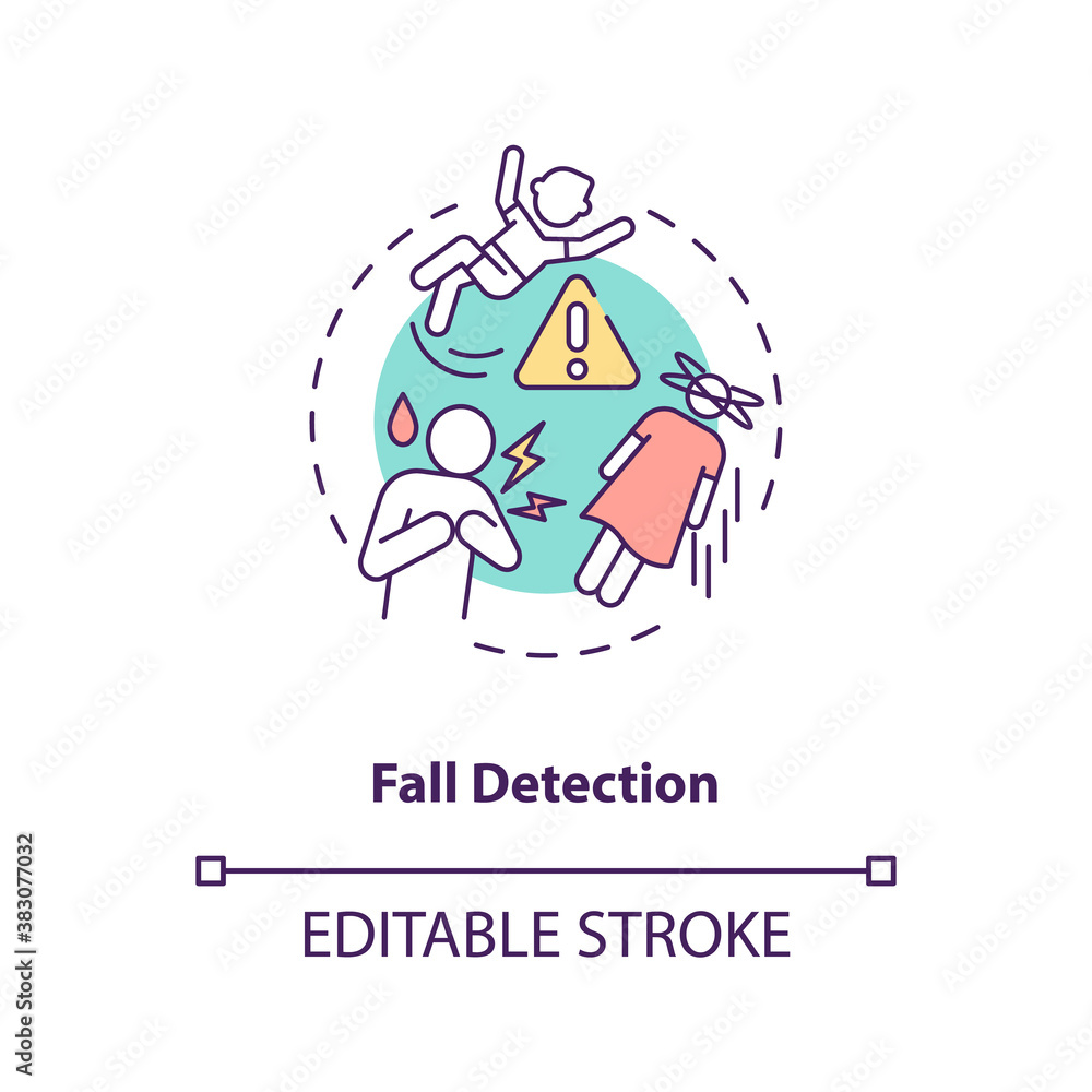 Fall detection concept icon. Health monitoring idea thin line ...