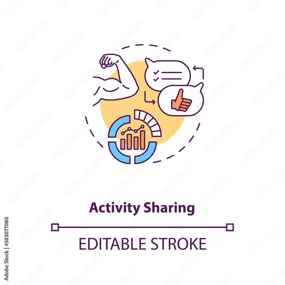 Activity sharing concept icon. Device capability idea thin line ...