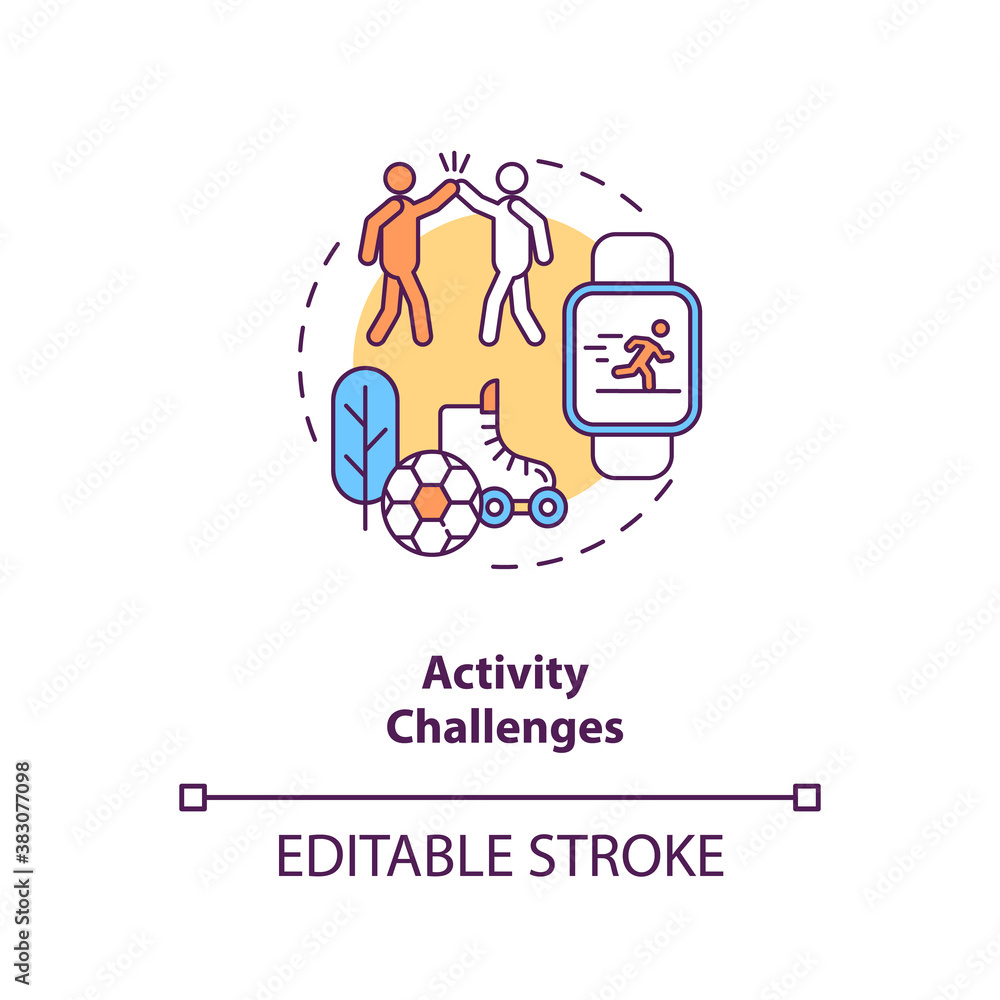 Activity challenges concept icon. Device capability idea thin line ...