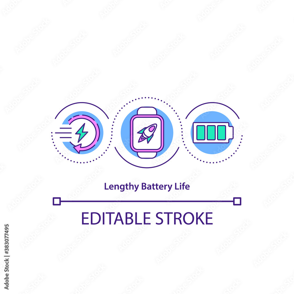 Lengthy battery life concept icon. Smartwatch battery life test ...