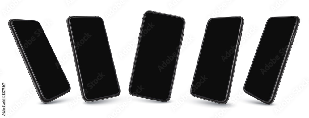 Smartphone mockup. Phone screen in perspective view, modern cellphone ...