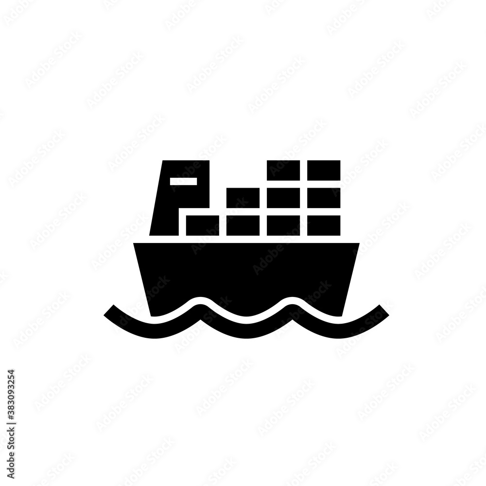 Container ship glyph icon. Clipart image isolated on white background ...