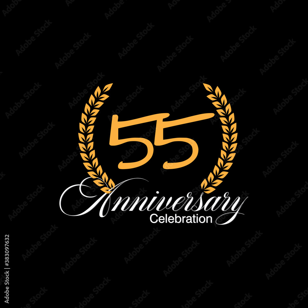 55 years old luxurious logo. Anniversary vector gold colored template ...
