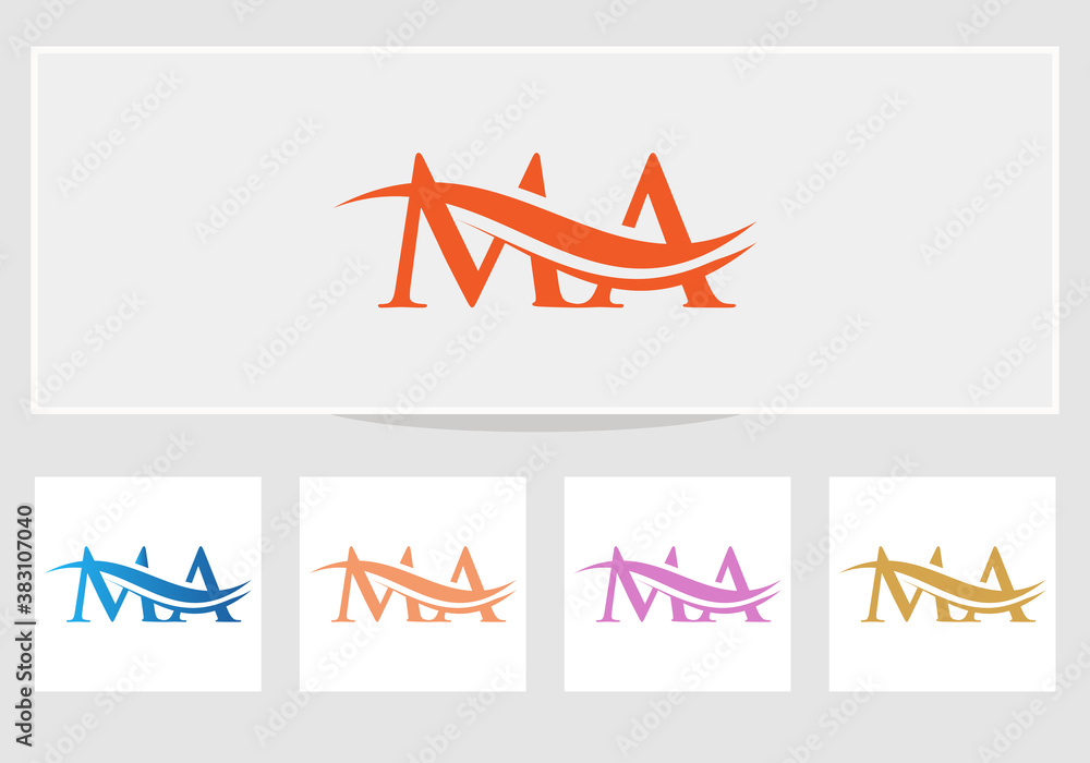 MA Logo Vector. Swoosh Letter MA Logo Design for business and company ...