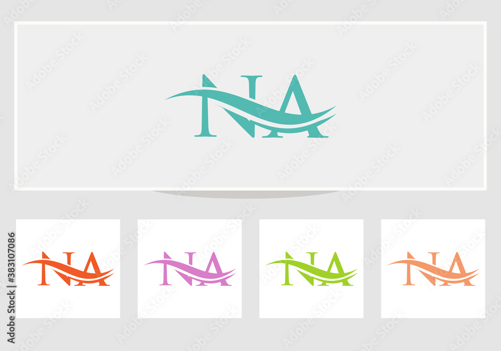 Water Wave NA Logo Vector. Swoosh Letter NA Logo Design for business ...