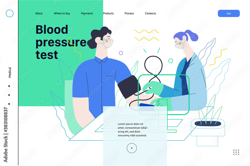 Medical tests template - blood pressure test - modern flat vector ...