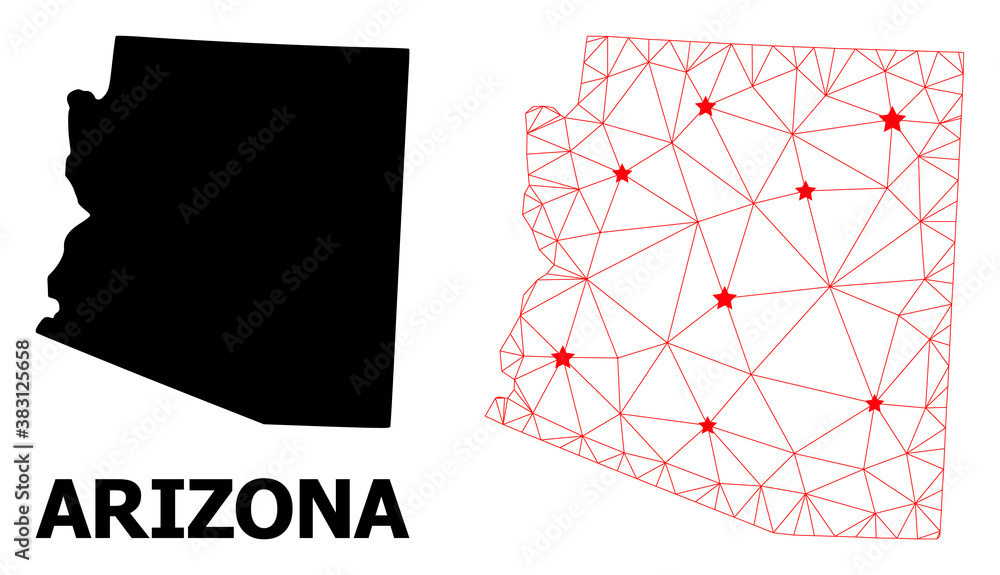 Mesh polygonal and solid map of Arizona State. Vector structure is ...