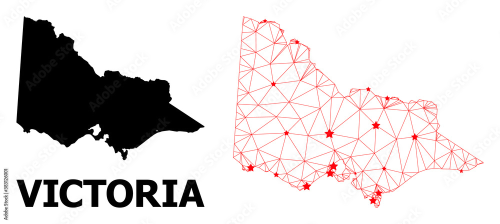 Vecteur Stock Wire frame polygonal and solid map of Australian Victoria ...