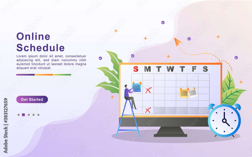 Modern flat design concept of Online Schedule. Online Scheduling ...
