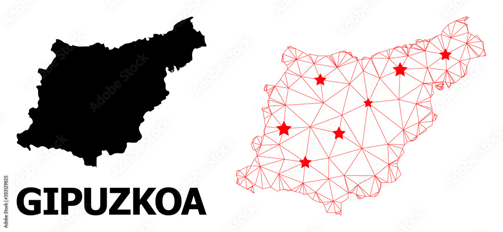 Mesh polygonal and solid map of Gipuzkoa Province. Vector model is ...