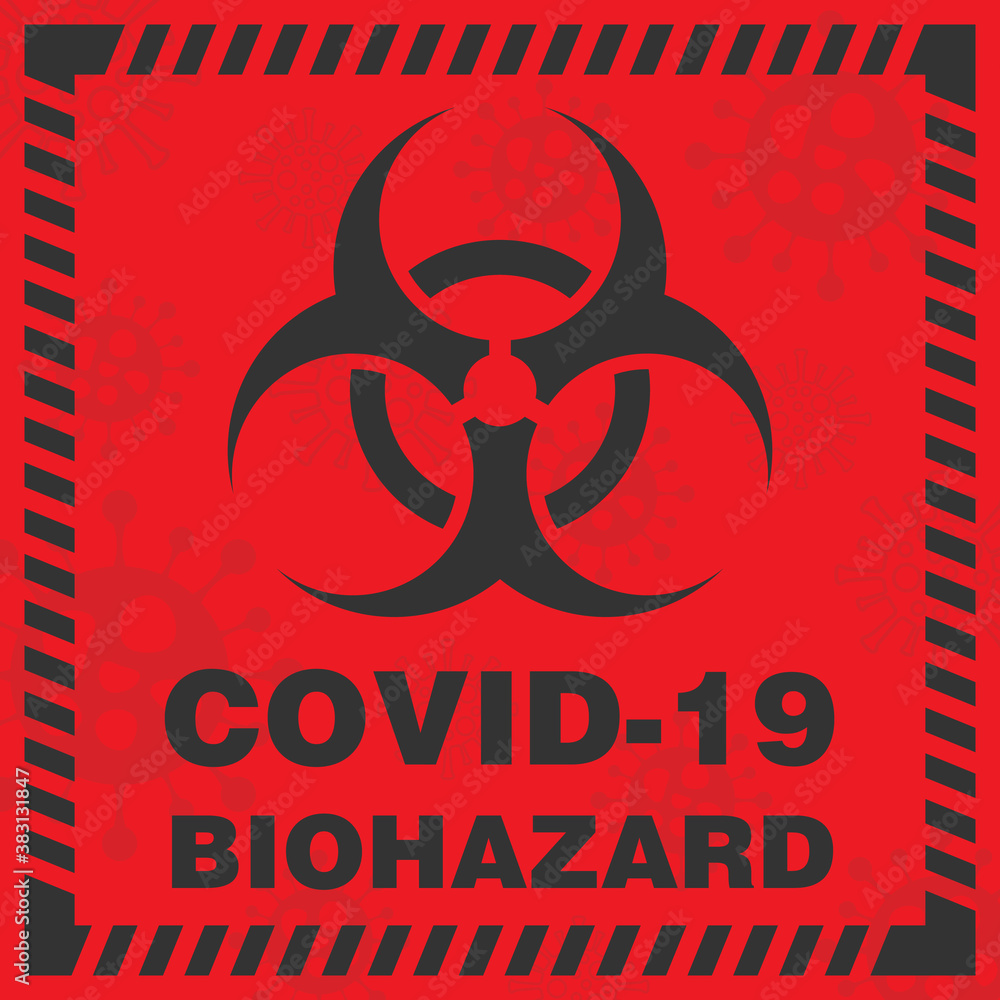 Biohazard signage concept covid19 pandemic restricted area red caution ...