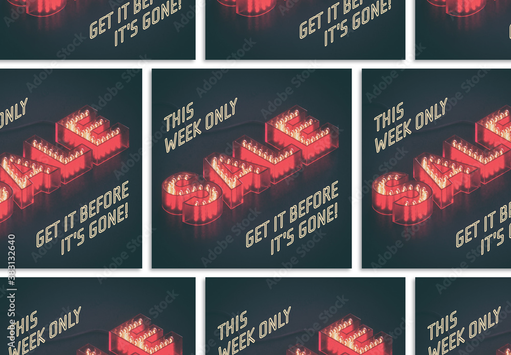 3D Lettering Promotional Sale Discount for Social Media Layout Stock ...