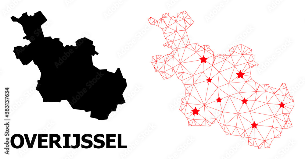 Mesh polygonal and solid map of Overijssel Province. Vector model is ...