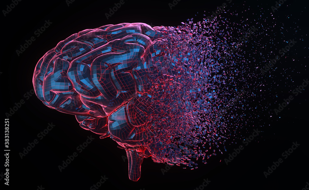 Human brain exploding over black background Stock Illustration | Adobe ...