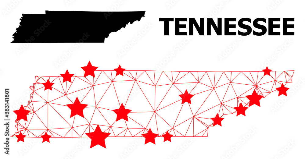 2D polygonal and solid map of Tennessee State. Vector model is created ...