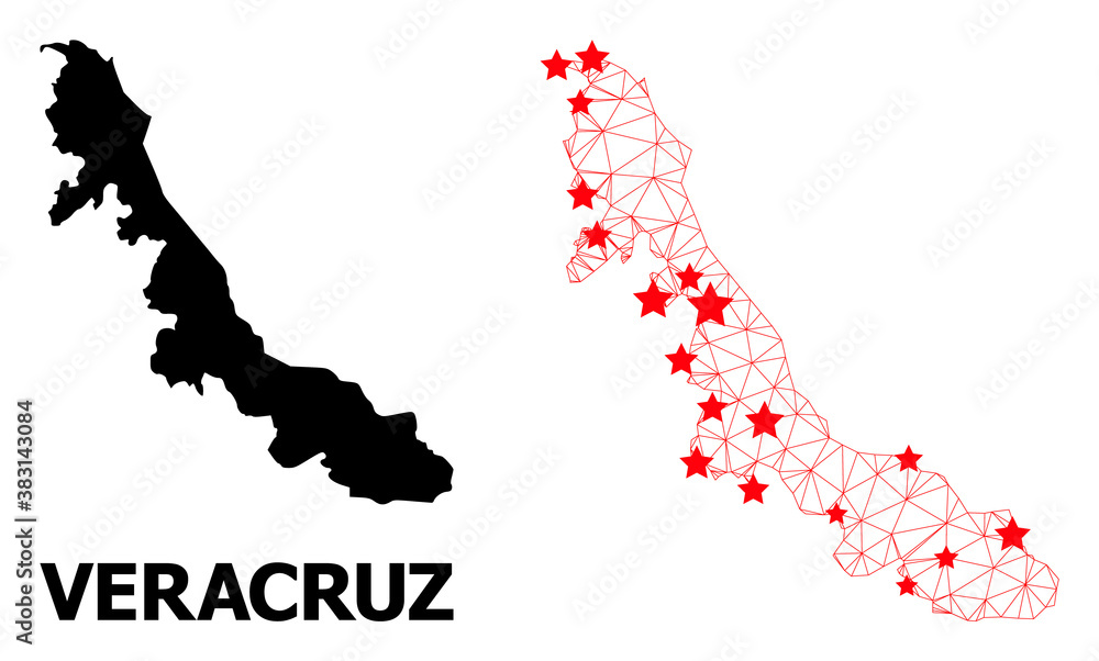 Mesh polygonal and solid map of Veracruz State. Vector model is created ...