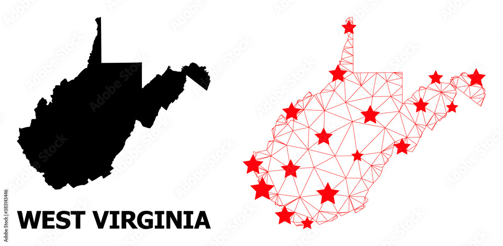 Mesh polygonal and solid map of West Virginia State. Vector structure ...