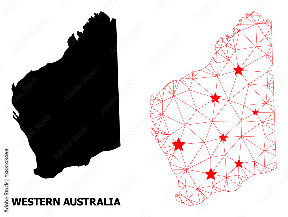 Network polygonal and solid map of Western Australia. Vector structure ...