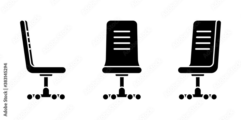 Isolated comfy office chair vector illustration icon pictogram set ...