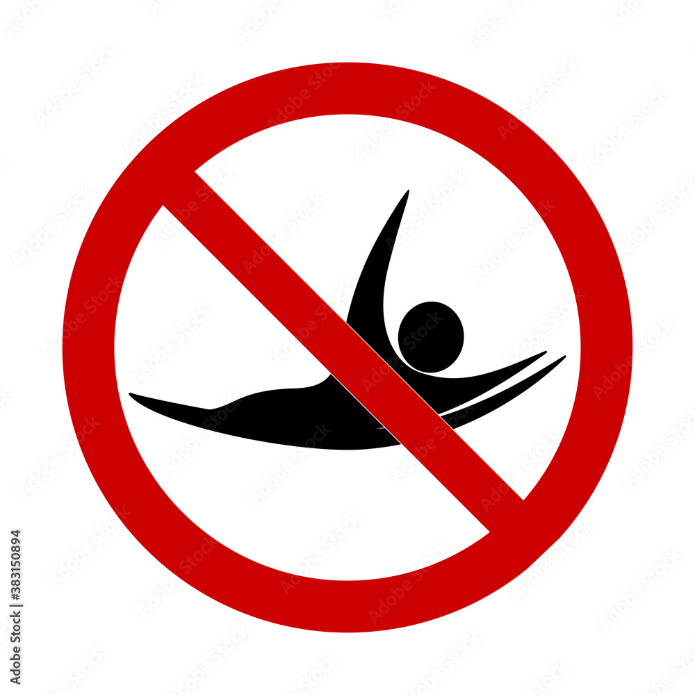 Vector illustration of prohibits swimming sign on white background ...