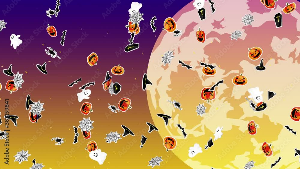 Vidéo Stock Flying many Halloween monsters. Paper art, Pumpkins, Bats ...