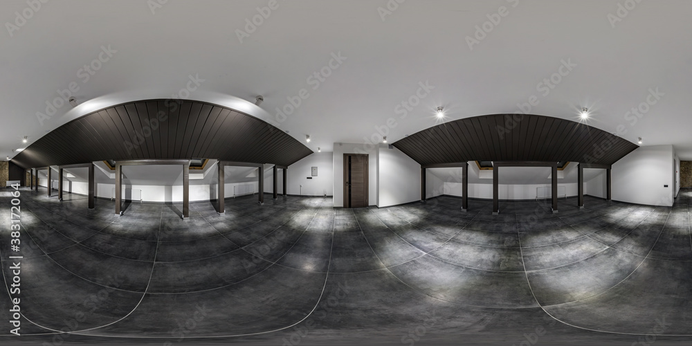 empty white room with mansard without furniture. full spherical hdri ...