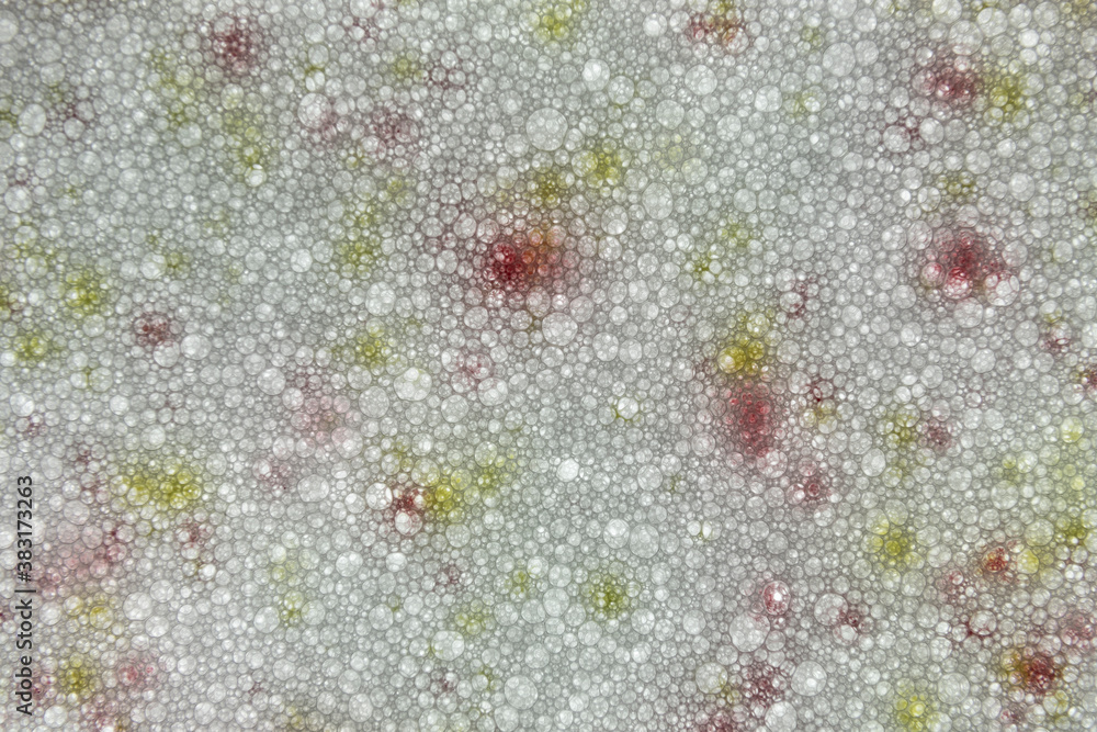 Chemical structures. Series of photographs of bubbles. Abstract ...