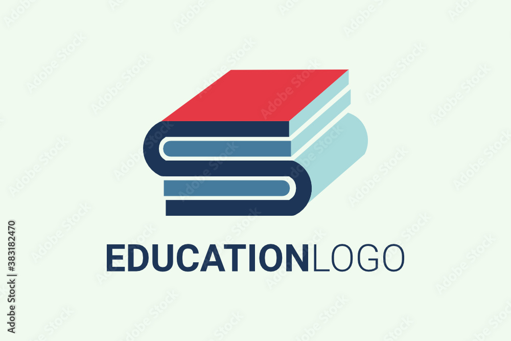 3D Vector Logo with stack of books illustration forming initial "S ...