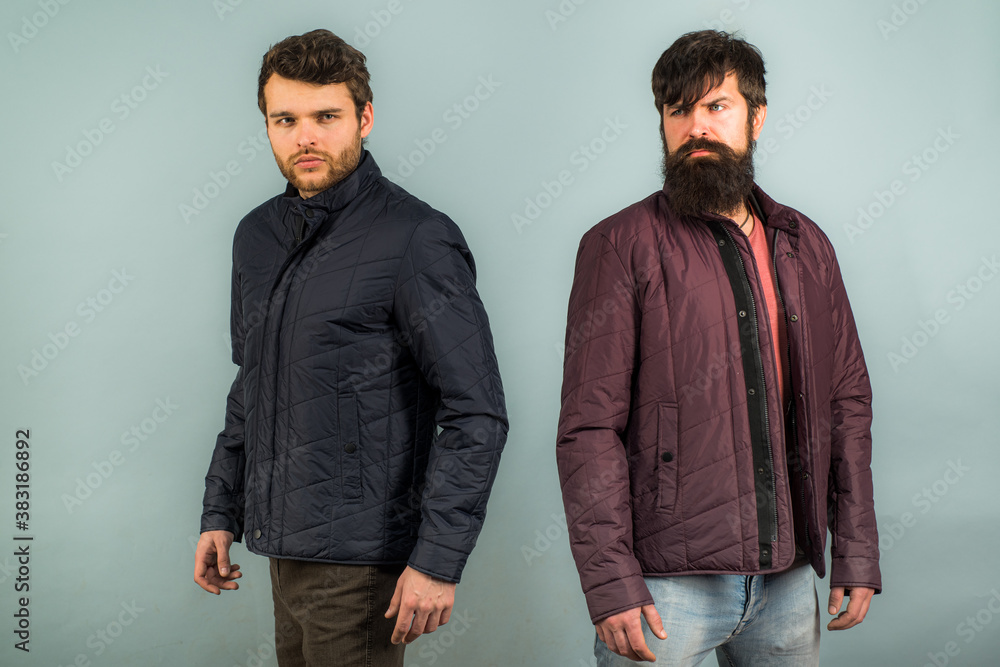 Two handsome men, portrait of fashion style guys. Style and trend ...