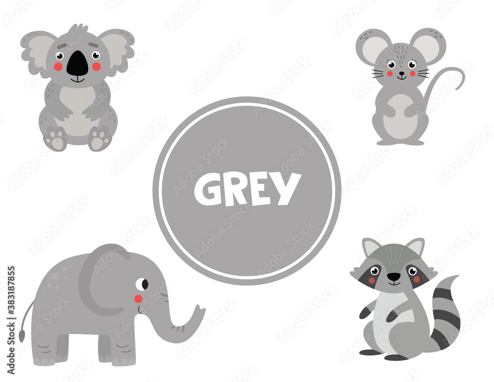 Learning gray color for preschool kids. Educational worksheet. Stock ...