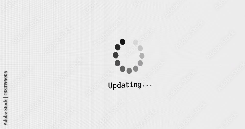 Updating bar progress circle computer screen animation loop isolated on white background with ...