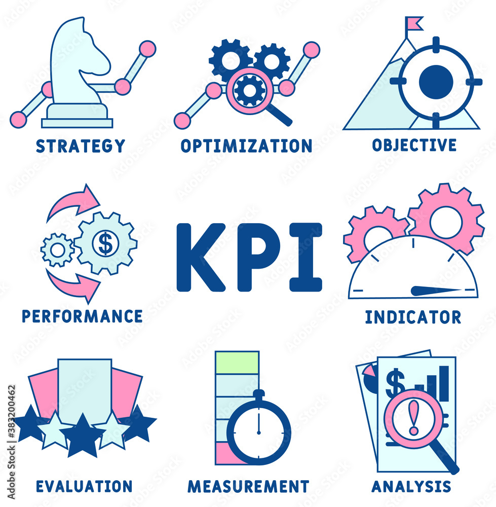 KPI - key performance indicators concept with icons Strategy ...