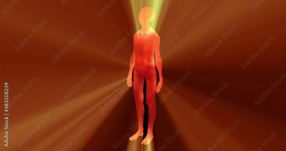 Glowing transparent human alien hybrid child. 3d animation with ...