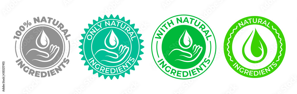 Natural ingredients product icon, green organic bio vector logo with ...