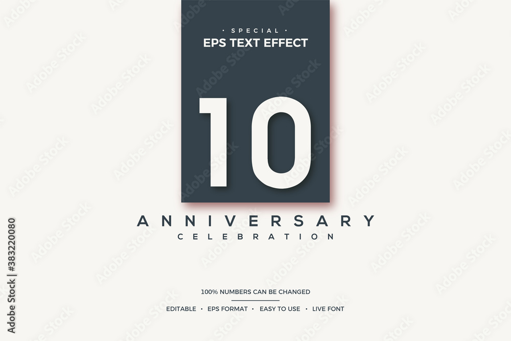 Number text effect, with the number 10 easy to edit and replace. Stock ...
