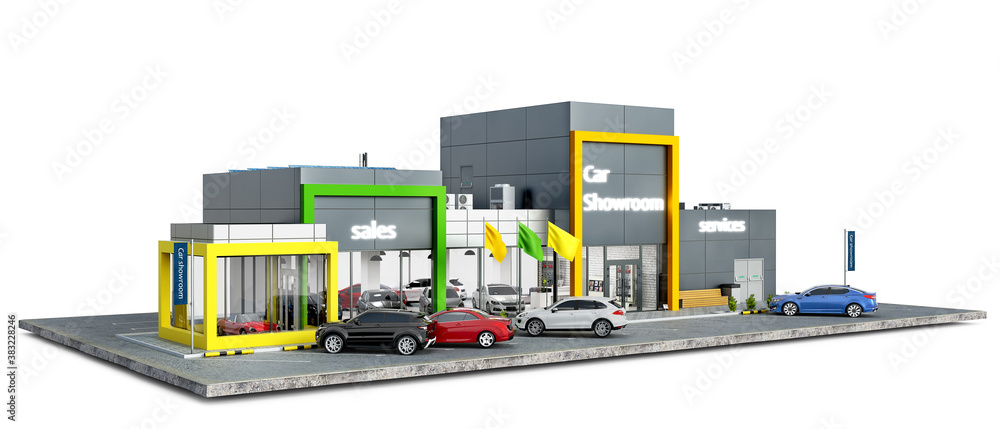 Modern car showroom building, 3d illustration Stock Illustration ...