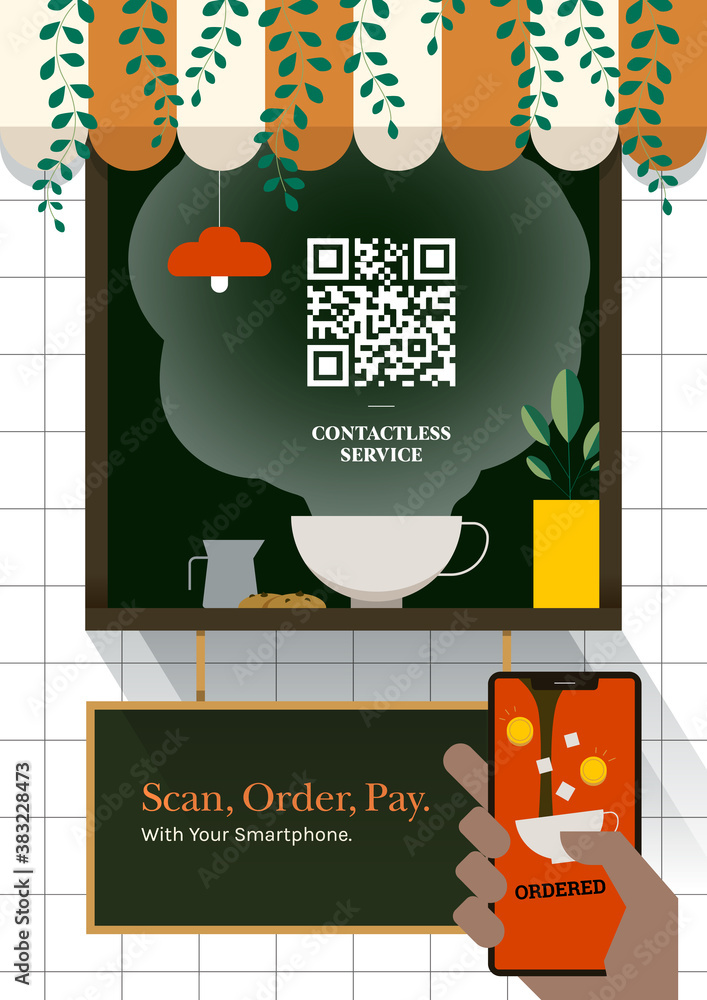 Coffee shop flexible ordering and payment flow by scanning QR code ...