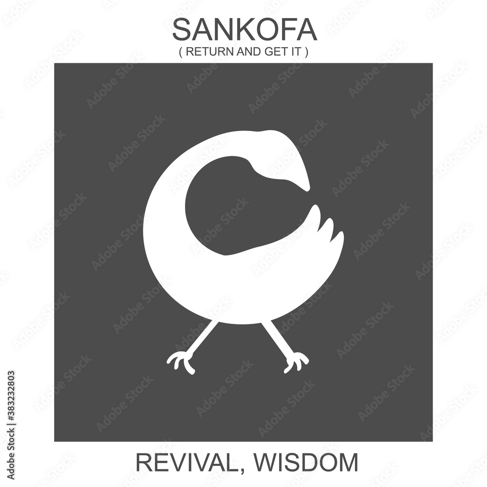 Vector icon with african adinkra symbol Sankofa. Symbol of revival and ...