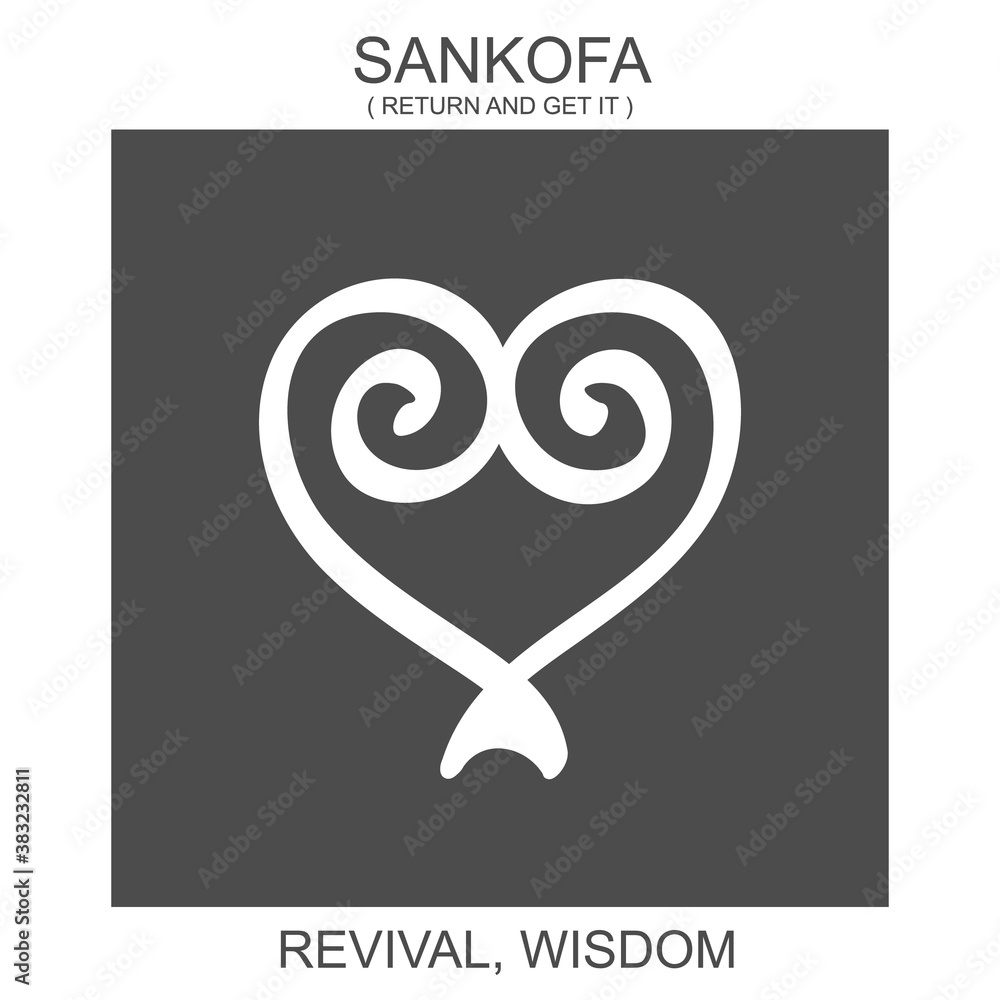 Vector icon with african adinkra symbol Sankofa. Symbol of revival and ...