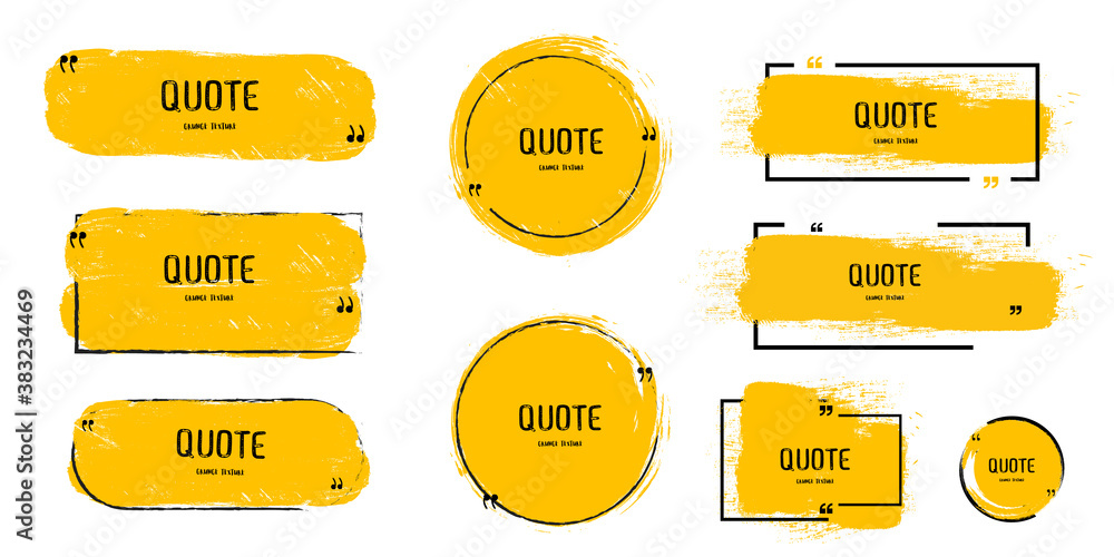 Quote box frame, big set. Quote box icon. Texting quote boxes. Blank ...