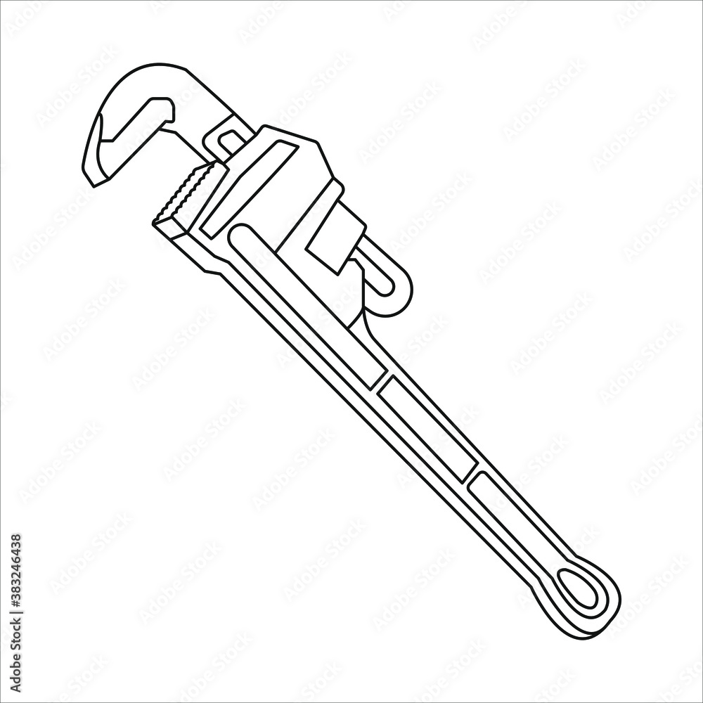 Pipe wrench icon outline. Pipe wrench logo. An illustration of pipe ...