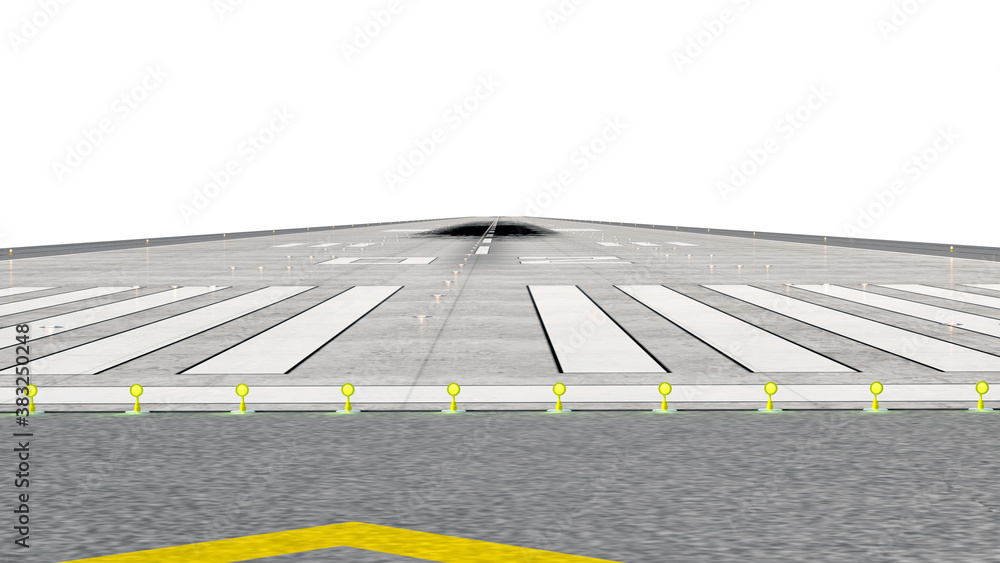 airport runway isolated on white background. Front perspective view of ...
