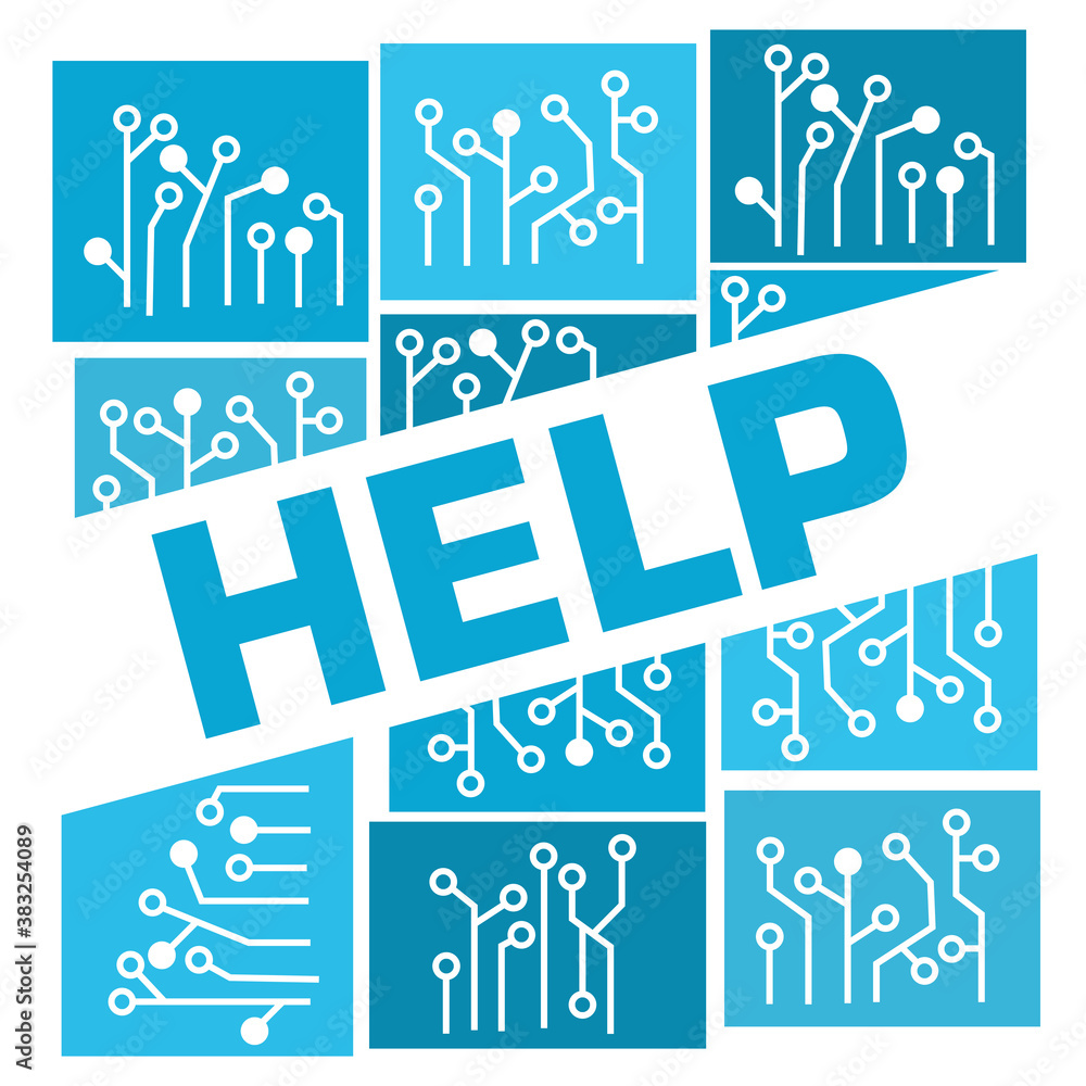 Help Blue Borders Circuit Grid Badge Style Stock Illustration | Adobe Stock