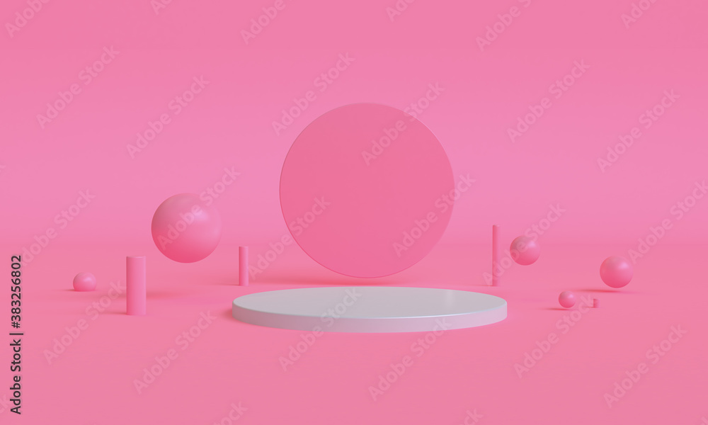 3d Pink color minimalist style design, Scene podium mock up ...