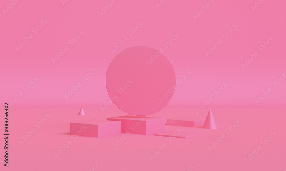3d Pink color minimalist style design, Scene podium mock up ...