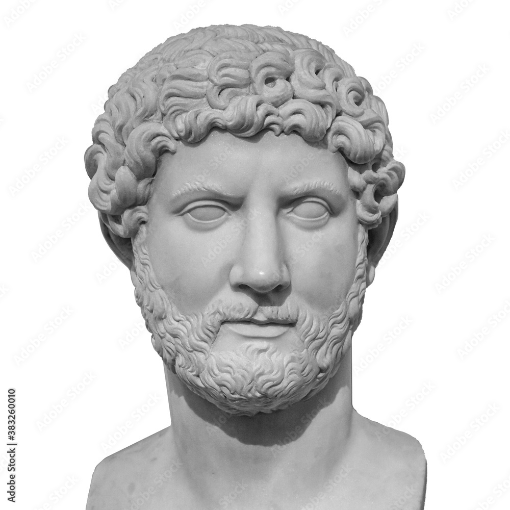 Head and shoulders detail of the ancient man with beard sculpture ...